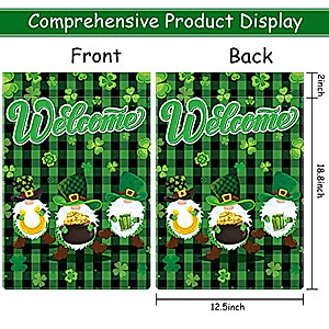 Boao 2 Pieces St Patrick's Day Garden Flag 18 x 12 Inch Saint Patty's Day Welcome Gnome Irish Green Shamrock Flag Double Sided Decorative Shamrock Truck Yard Flag for Garden Home Decoration