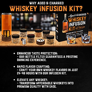Whiskey Infusion Kit + Wood Chips (Bold 4-Pack) - Mixology-Set for Bartender - Whisky, Bourbon, Vodka Gift for Men - DIY Kits for Adults - Bartender Kit - Valentine Whiskey Gifts for Men and Women