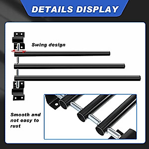 4 Pcs Black Saddle Pad Rack with 3 Bars, Metal Swinging Blanket Bar Bathroom Swivel Towel Rack Space Saving Towel Holder Saddle Rack Wall Mount Horse Blanket Rack for Saddle Kitchen Door Outdoor