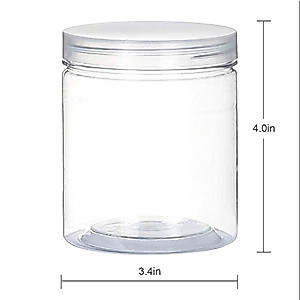 Yephets 16 OZ Plastic Jars with Lids, 12 Pack Clear Plastic Slime Containers for Kitchen and Household Food Storage of Dry Goods, Creams and More,Included Extra Label and A Pen