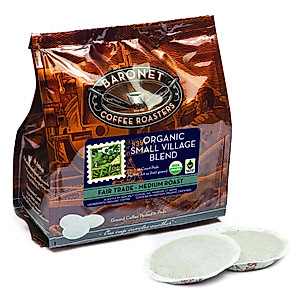 Baronet Coffee Pods [Organic Small Village-54 Pods] Single Cup Use Like Senseo Coffee Pods- 3 Bags of 18 Single Serve 8 Gram Pods, Regular Strength Soft Coffee Pods, Medium Roast [Organic Small Vill]