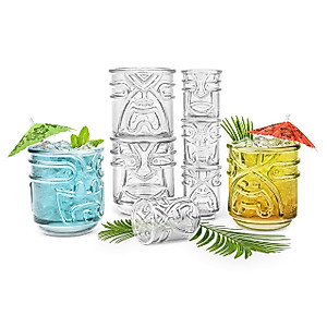 Final Touch 2oz. Tiki Shots, Set of 4 Clear Glasses (TK5301)