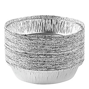 PLASTICPRO 7'' Inch Round Tin Foil Pans Disposable Aluminum, Freezer & Oven Safe - For Baking, Cooking, Storage, Roasting, & Reheating, Pack of 20
