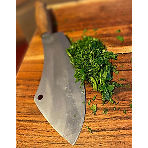 KOPALA Quality Kitchen Knife Razor Sharp Cleaver Knives for Cooking Camping Grill, German Steel Knife with Leather Sheath