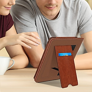 Fintie Stand Case for 6.8" Kindle Paperwhite (11th Generation-2021) and Kindle Paperwhite Signature Edition - Premium PU Leather Sleeve Cover with Card Slot and Hand Strap, Vintage Brown