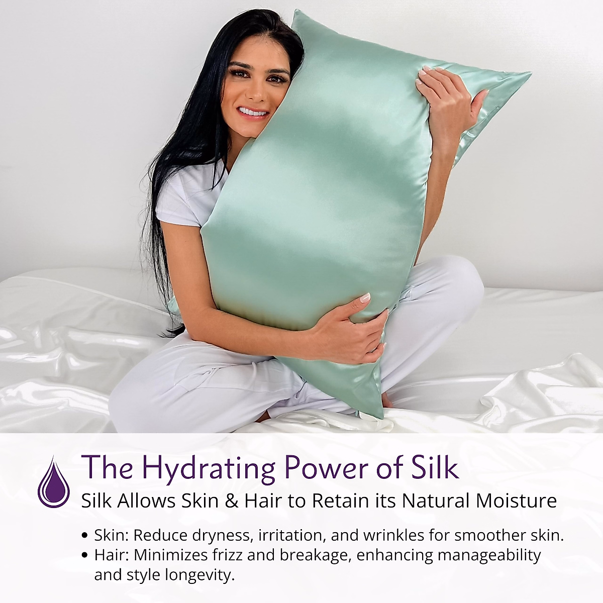 Mulberry Park 100% Silk Pillowcase - 19 Momme, Grade 6A Mulberry Silk - Deep Envelope Closure - Green/Standard (20'' x 26'')