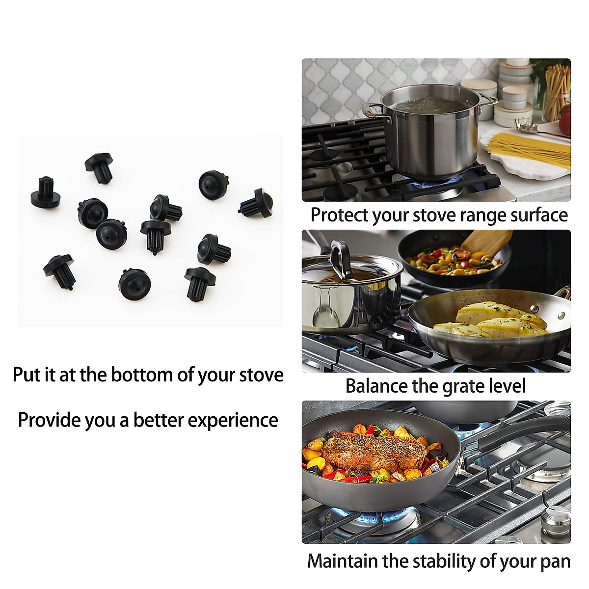 12Pcs 5304475129 Grate Rubber Feet Replacement for Frigidaire Gas Range Cooktop Parts AP4499988 Grate Feet for Frigidaire Stove Parts Top Protector Grate Rubber Bumpers Burner Grate foot Grate Pad