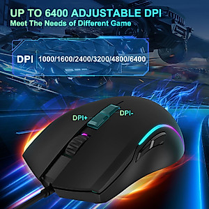 Gaming Keyboard and Mouse Combo, RaceGT USB Backlit 104 Keys Wired Keyboard Gaming, 7 Buttons 6400 DPI Gaming Mouse, Gaming Accessories Compatible with PC Laptop Computer