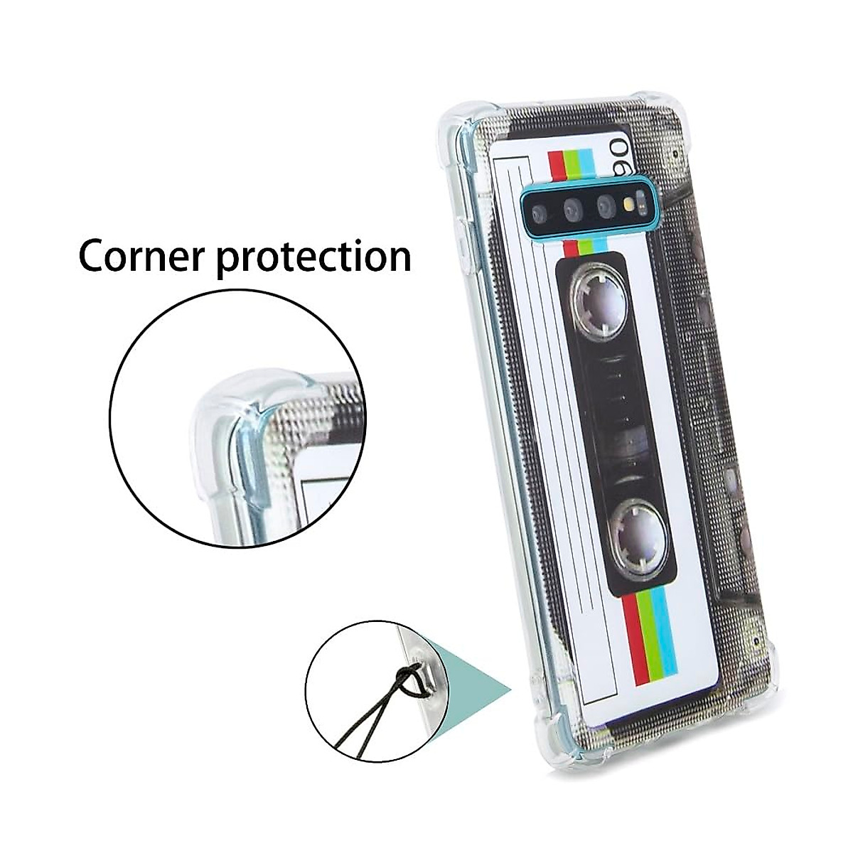 FAteam Case for Galaxy S10 Plus, Matte Finish with TPU Soft Bumper Retro Cassette Tape Case Compatible with Samsung Galaxy S10 Plus 2019 Release