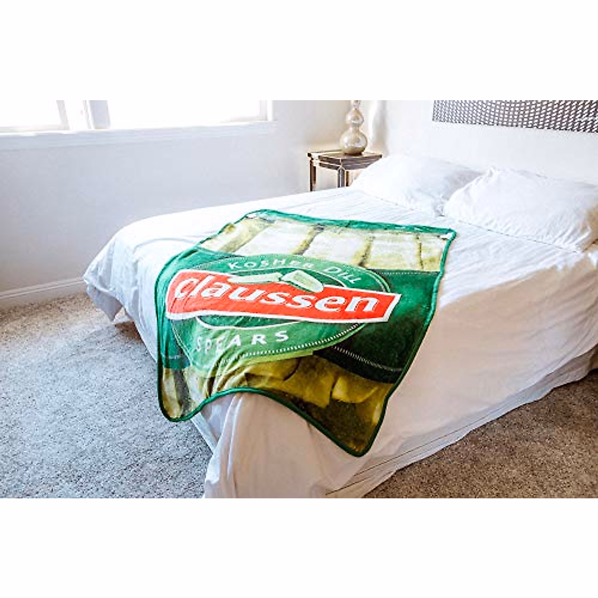 Claussen Kosher Dill Pickles Plush Throw Blanket | Cozy Sherpa Wrap Covering for Sofa, Bed | Super Soft Lightweight Fleece Blanket | Geeky Home Decor | 45 x 60 Inches