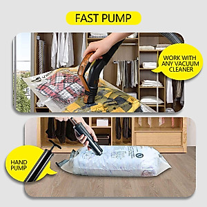 Vacuum Storage Bags (3 x Jumbo, 3 x Large, 3 x Medium, 3 x Small), Space Saver Sealer Compression Bags with Travel Hand Pump for Blankets, Comforters, Pillows, Clothes Storage