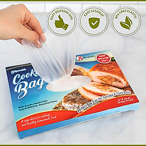 Disposable Heat Resistant Cooking Bags – Multi-Use BPA-Free Plastic Food Bags Good For Poultry & Vegetables. For Cooking, Reheating, Microwave, Roasting, & Defrosting,– 50 Pack