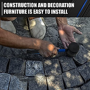 C&T 2-Piece Hammer Set,Black Rubber Mallet Hammer, Double-Faced Soft Hammer With Fiberglass Handle,Rubber Mallet Set