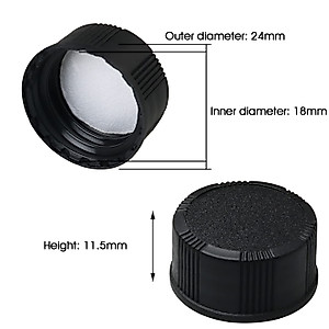 MEETOOT 12pcs Phenolic Resin Cover 28 Threads 20mm Black Poly Seal Screw Caps for Daily Chemicals, Food, Cosmetics Bottles