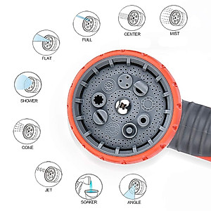 HmiL-U Garden Hose Nozzle Sprayer, Heavy Duty Metal High Pressure Water Gun, 9 Adjustable Watering Patterns Suitable for Watering Plants Washing Cars and Showering Pets