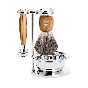 MÜHLE VIVO 4-piece Pure Badger Modern Safety Razor Luxury Wet Shaving Set - Perfect for Every Day Use, Barbershop Quality Close Smooth Shave