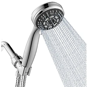Shower Head with Handheld, TEYOON Shower Head 6 Spray, with 70.8'' Stainless Steel Hose and ABS Bracket, Premium Chrome