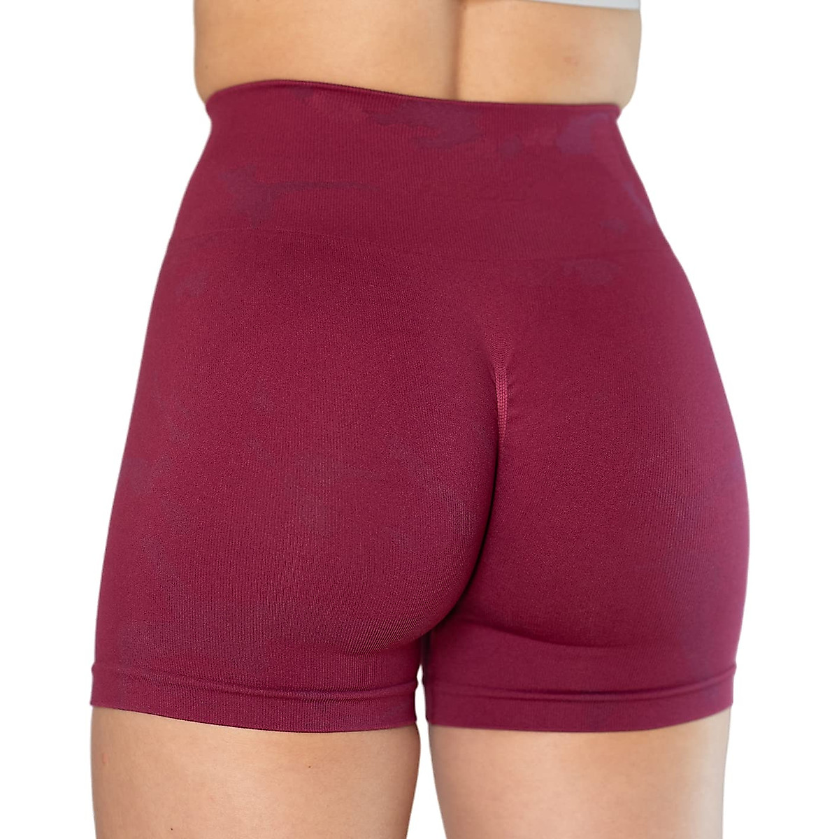 AUROLA CAMO Collection Workout Shorts for Women Subtle Logo Seamless Scrunch Gym Yoga Running Active Short,CAMO-Magenta,S