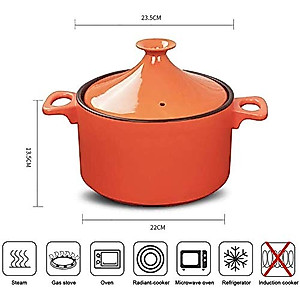 Clay Pot Ceramic Stew Pot Casserole Pot Sauce Side Dish,Moroccan Tagine Cooking Pot,Steamer Bra Braise Pan,Handmade Ceramic Casserole,4L Tagine Ceramic Pot,Healthy Clay Pot for Braising Slow Cooking