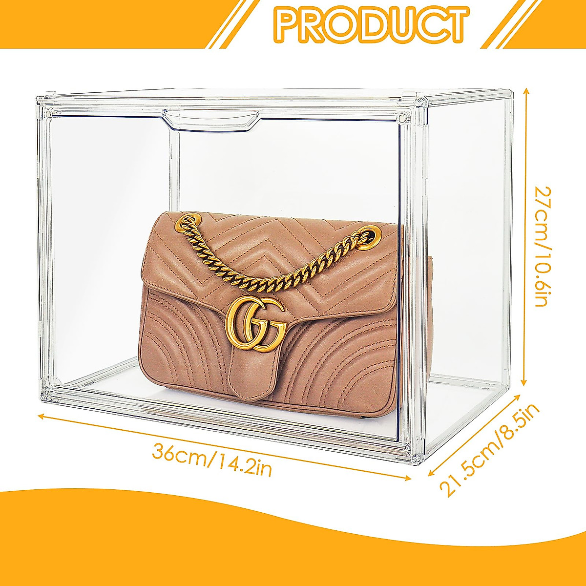 Cutora 6Pack Purse Organizer for Closet Clear Acrylic Display Case Handbag Storage Organizer Box with Magnetic Door Stackable Storage Bins with Dustproof Lid for Book Toys Shoes Cosmetic Collectibles