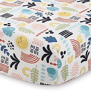 The Peanutshell Boho Crib Bedding Set for Baby Boys or Girls | 3 Piece Unisex Nursery Set | Crib Blanket, Fitted Crib Sheet, Crib Skirt