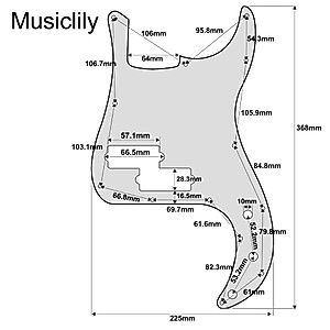 Musiclily 13 Hole Pickguard Plate Pick Guards for PB Precision Bass Guitar, 3Ply Black