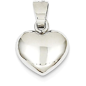 IceCarats 14K White Gold Heart Necklace Love Pendant Charm Only