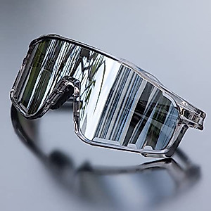 KAPVOE Polarized Cycling Glasses For Men Women MTB Glasses Mountain Bike Glasses TR90 Sport Sunglasses Bicycle Riding Glasses Biking Glasses Road Bike Sunglasses Running Golf Cycle Glasses Silver