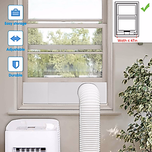 Air Jade Portable Air Conditioner Window Kit, Universal Fit AC Exhaust Hose of 5" Diameter, Sliding Window Vent Kit with Foam Seal Strip, Adjustable AC Window Kit for Mobile Air Conditioner