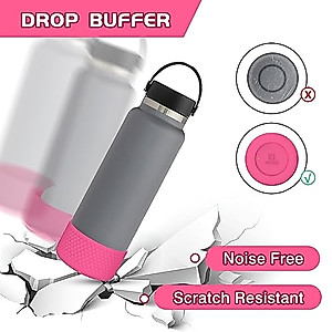 WUQID Heart Shaped Texture Silicone Boot for Stanley Quencher H2.0 40oz 30oz 20oz & IceFlow Flip 30oz 20oz and Hydroflask 12-24oz, Anti-Slip Bottle Bottom Sleeve Cover