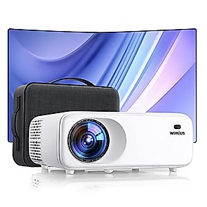 5G WiFi Bluetooth Projector 4K Support, 450 ANSI Native 1080P WIMIUS W6 Outdoor Movie Projector with 300" Display , 4P/4D Keystone, 50% Zoom, Video Projector Compatible iOS/Android/TV Stick/PS4/PPT