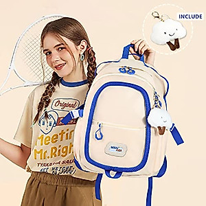 School Backpack for Girls,Girls Backpack with Cute Pendant,Kids School Bag,Aesthetic Backpack for Teen Girls for Elementary Middle School,Lightweight Bookbag for Girls,Kawaii Backpack for Girls(Blue)