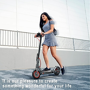 Aovopro Electric Scooter - 8.5" Solid Tires, 350W Motor, Up to 20 Miles Long-Range and 19 MPH Portable Foldable Commuting Scooter for Adults with Double Braking System and App, Black