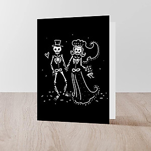CafePress Skeleton Bride And Groom Folded Greeting Card Glossy