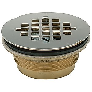 Zurn FD2275-BR2 Brass No-Caulk Shower Stall Drain with Stainless Steel Strainer, 2"