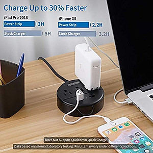 NTONPOWER Flat Plug Power Strip Bundle, 3 Outlets 2 USB Compact Power Strip with 5ft Cord and 10 ft Long Extension Cord, Right Angle Plug, Wall Mount for Office, Home, Nightstand, Dorm Essentials
