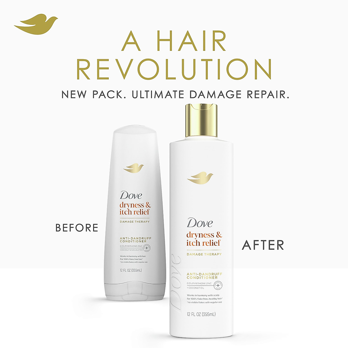 Dove Damage Therapy Derma Conditioner Dryness + Itch for Flaky Scalp with Pyrithione Zinc and Coconut Oil 12 Fl Oz