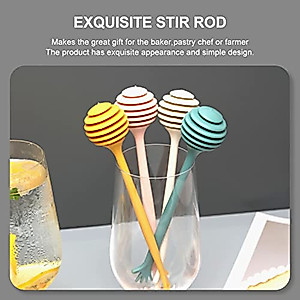 UPKOCH Coffee Stirrers 4pcs Cocktail Mini Finger Household Party Stirring Dispense Dropper and Dippers Shaped Dipper Drizzle Honeycomb Pot Favors Plastic Coffee Server Beverage Bar for Coffee Syrup