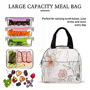 Floral Lunch Bag for Women Men, Insulated Meal Bag, Lunch Tote Bag for Work Outdoor