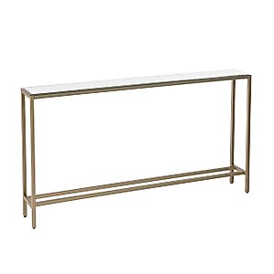 Furniture HotSpot Metal Skinny Console Table - Slim Profile w/Mirror Top (56x30)