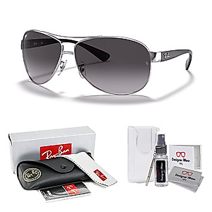 Ray-Ban RB3386 003/8G 63MM Silver/Plastic Lens Grey Gradient Aviator Sunglasses For Men + BUNDLE with Designer iWear Eyewear Kit