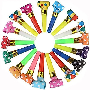 DEMOCRATIDO 25 PCS Party Blower Blowouts Noisemakers Funny Party Blowouts Blow Horns Colorful Birthday Blow Horns Whistles New Years for 2024 Party Noisemakers Whistles Favors Noise Makers