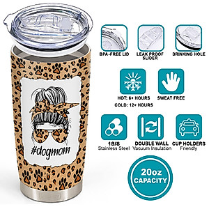 365FURY Aunt Gifts - Auntie Gifts From Niece or Nephew - Mother Day, Birthday Gifts For Aunt - Dog Mom Gifts For Women Dog Owner Travel Coffee Mug Tumbler With Lid Straw - 20oz