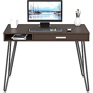 SHW Home Office Computer Hairpin Leg Desk with Drawer