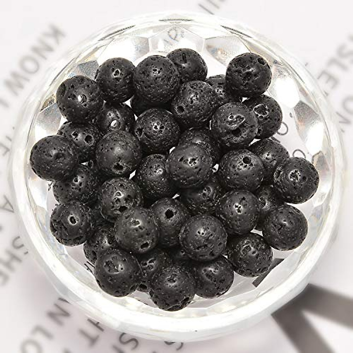 NCB Natural Stone Beads 100pcs 8mm Round Black Volcanic Lava Genuine Real Stone Beading Loose Gemstone DIY Charm Smooth Beads for Bracelet Necklace Jewelry Making (Black Volcanic Lava, 8mm 100Beads)