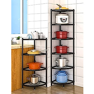 ZIGAMA 6-Tier Kitchen Pot Rack, Cookware Stand Storage Organizer ，Multi-Layer Corner Shelf Stand Stainless Steel Shelves for Kitchen