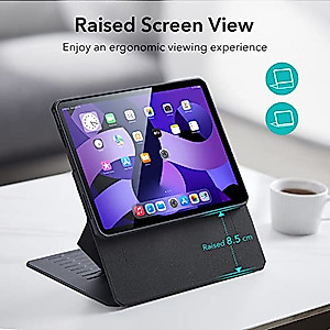ESR for iPad Air 5th Generation Case 2022 / iPad Air 4th Case 2020, Rugged Protection, Detachable Magnetic Cover, Adjustable Portrait/Landscape Stand with Raised Screen View, 8 Stand Angles, Black