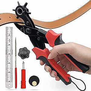 Leather Hole Punch,Belt Hole Puncher for Leather, Revolving Punch Plier Kit,Leather Punch Plier for Leather, Belts, Watches, Handbags, Leather Punch Tool for Belts Diameter : 4.5/4 /3.5/3/2.5/2mm.
