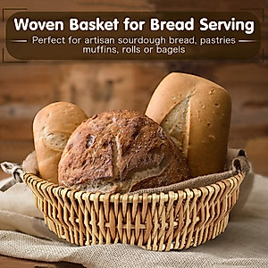 NUTRIUPS Natural Handmade Bread Basket for Serving,9.8inch Small Round Bread Basket,Wicker Fruit Basket