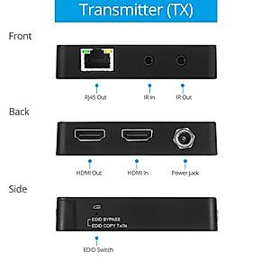 gofanco Compact 4K HDMI Extender Balun Over CAT6 Ethernet Cable – Loopout on TX, Up to 230ft at 4K @60Hz YUV 4:4:4, HDR, 18Gbps, HDCP 2.2, Bi-Directional IR, PoC, 4K to 1080p Downscale (HD20Ext)